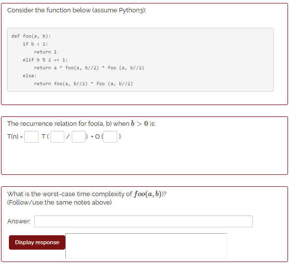 Solved What is the expected time complexity given the | Chegg.com