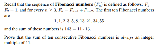 Solved Recall that the sequence of Fibonacci numbers (Fn) is | Chegg.com