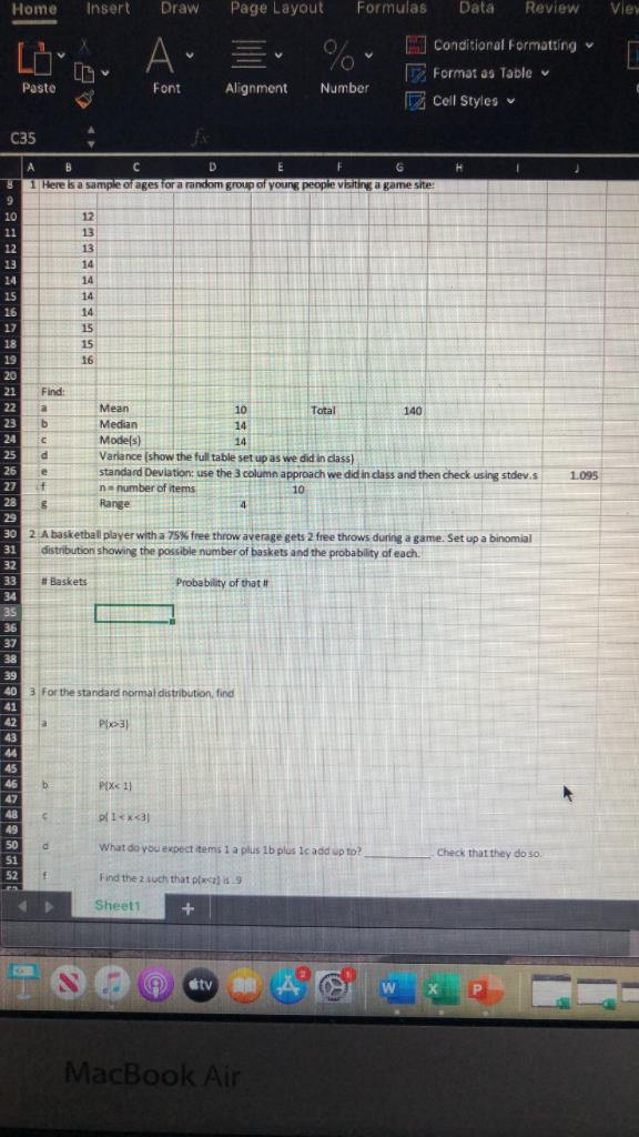 Solved Home Insert Draw Page Layout Formulas Data Review | Chegg.com