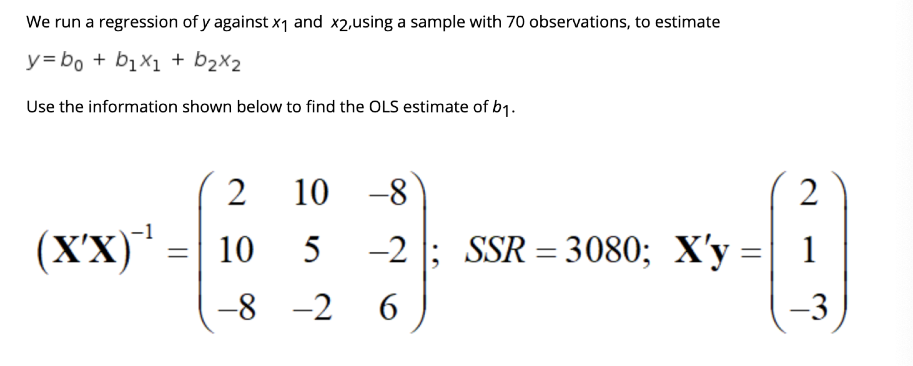 Solved Also find the standard error of the OLS estimate of | Chegg.com
