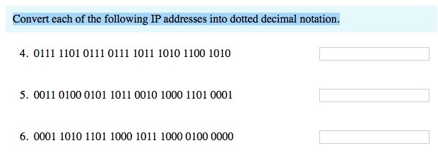 Solved Convert each of the following IP addresses into | Chegg.com