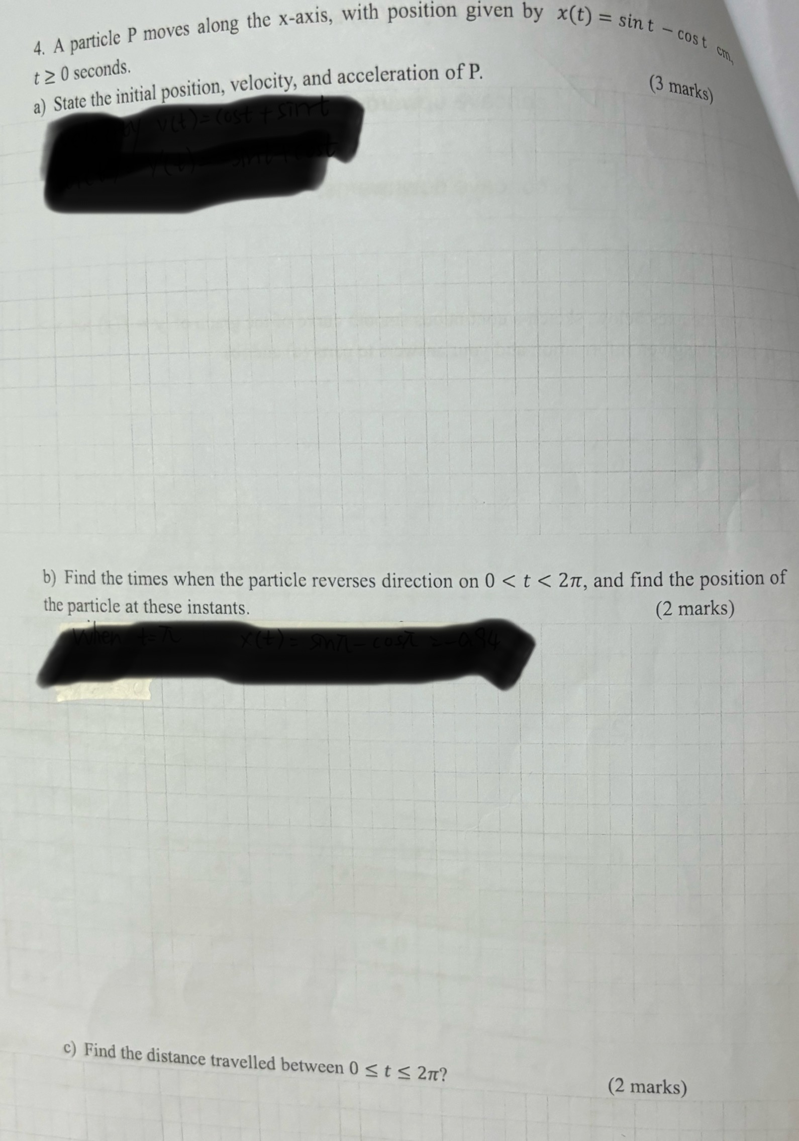 Solved A particle P ﻿moves along the x -axis, with position | Chegg.com