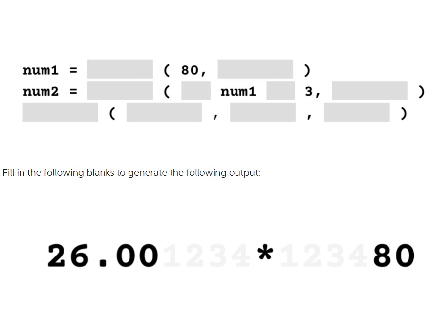 Solved Fill in the following blanks to generate the | Chegg.com