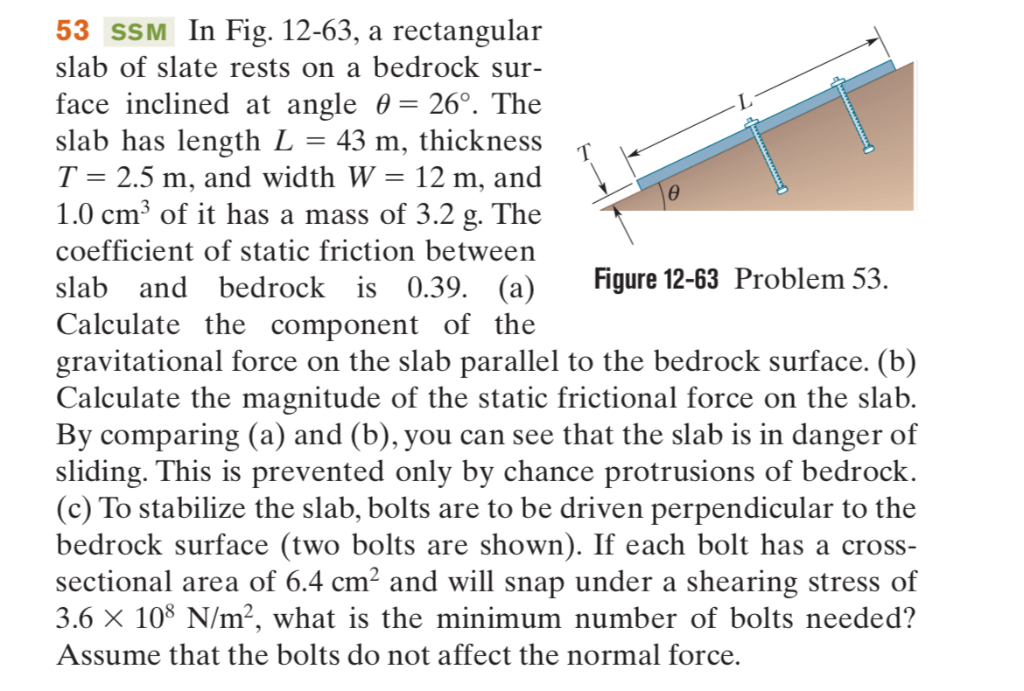 Solved 53 SsM In Fig. 12-63, a rectangular slab of slate | Chegg.com