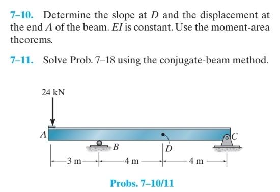 Solved 7-10. Determine the slope at D and the displacement | Chegg.com