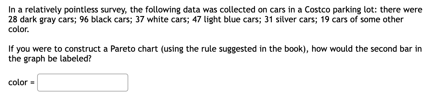 Solved In a relatively pointless survey, the following data | Chegg.com