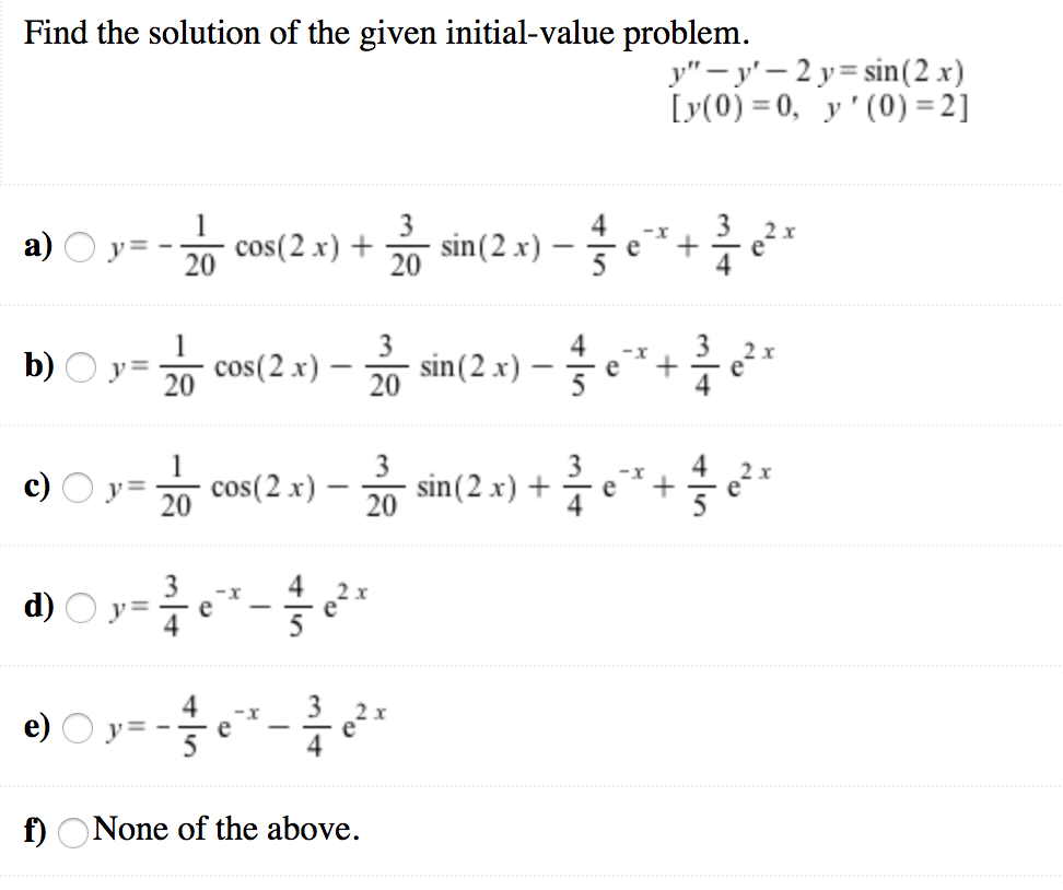 Solved Find the solution of the given initial-value problem. | Chegg.com