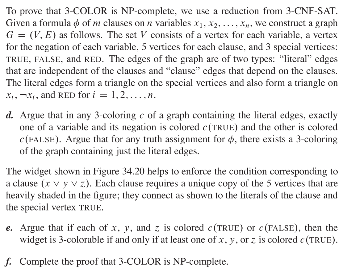 Solved To prove that 3-COLOR is NP-complete, we use a | Chegg.com