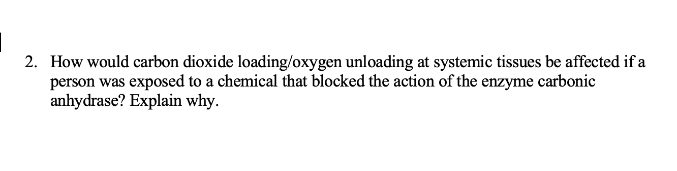 Solved 2. How would carbon dioxide loading/oxygen unloading | Chegg.com