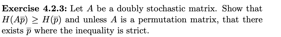 Exercise 4.2.3: Let A be a doubly stochastic matrix. | Chegg.com