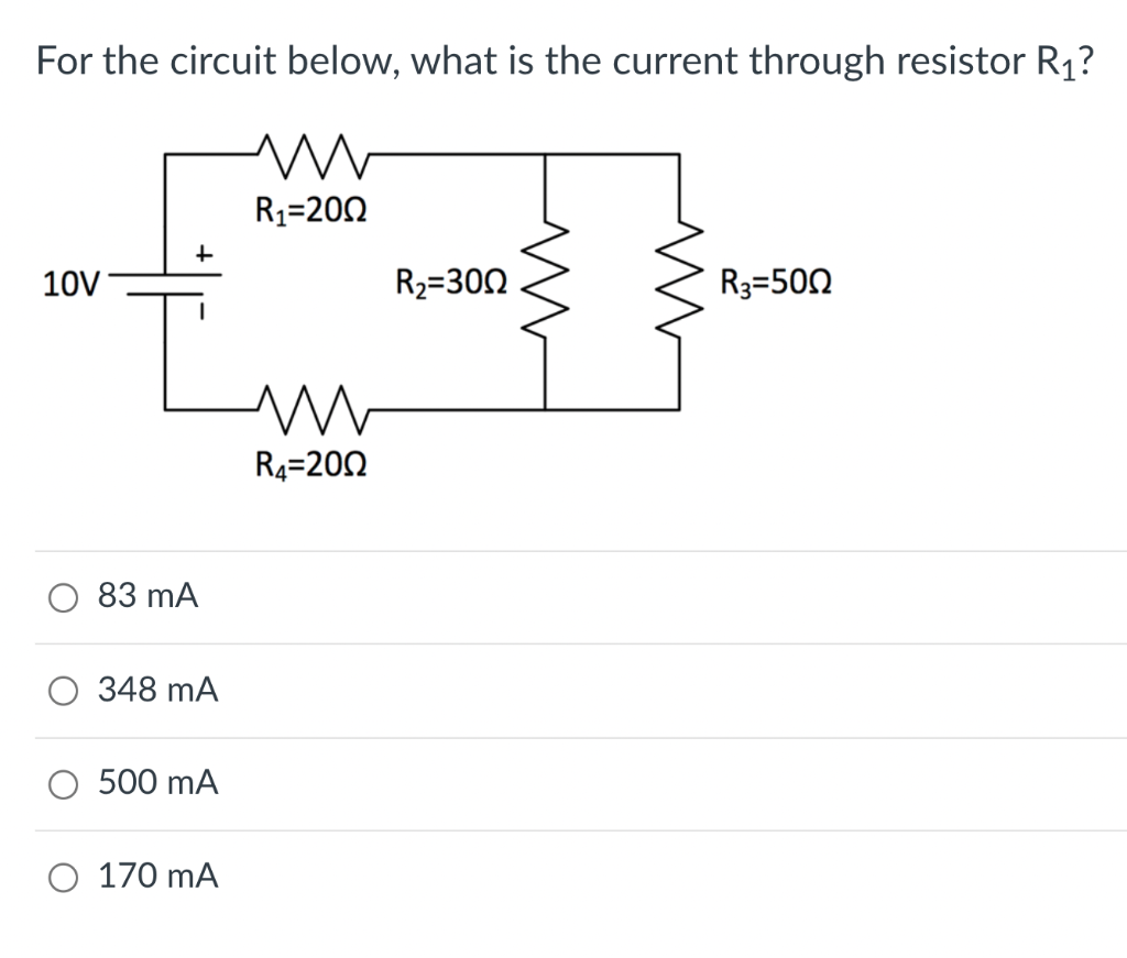 Solved For the circuit below, what is the current through | Chegg.com