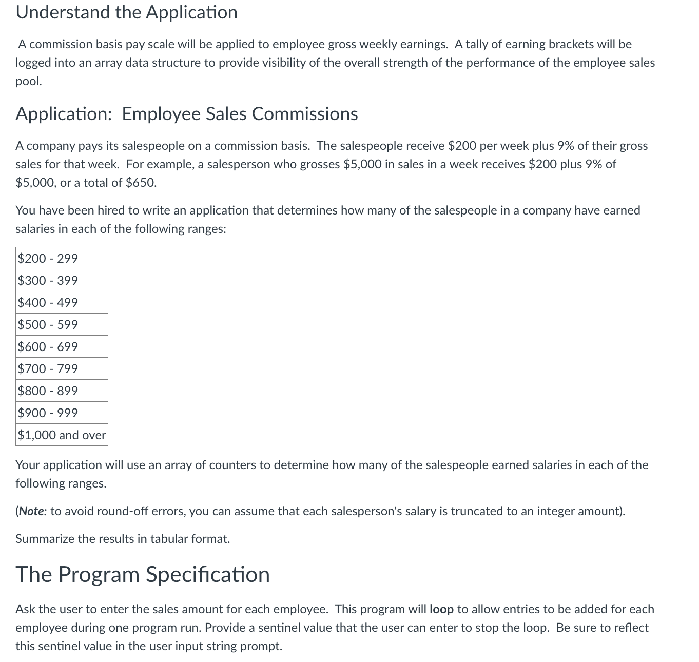Solved Understand the Application A commission basis pay | Chegg.com