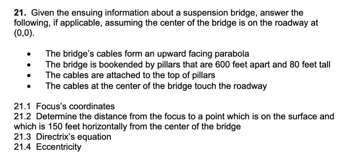 Solved 21. Given the ensuing information about a suspension | Chegg.com