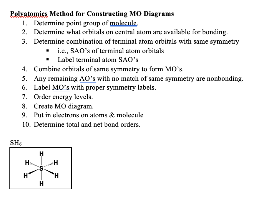 Solved Polyatomics Method for Constructing MO Diagrams 1. | Chegg.com