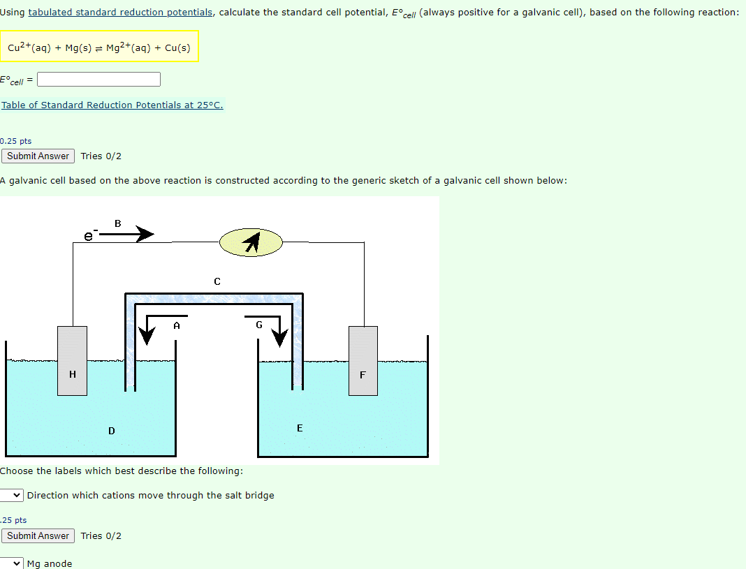 Solved Using tabulated standard reduction potentials, | Chegg.com