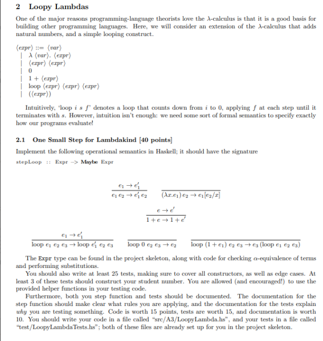Solved 2 Loopy Lambdas One of the major reasons | Chegg.com
