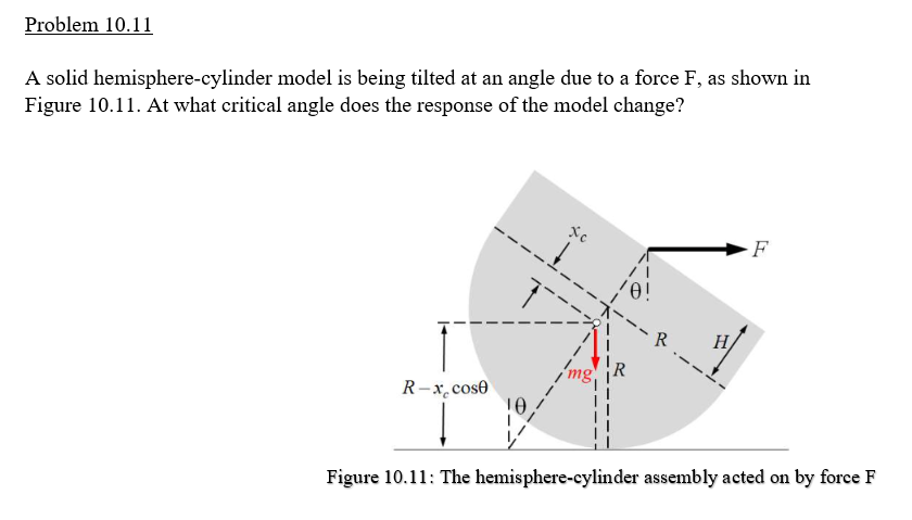 Solved Problem 10.11 A solid hemisphere-cylinder model is | Chegg.com