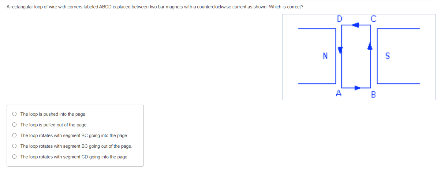Solved A rectangular loop of wire with corners labeled ABCD | Chegg.com