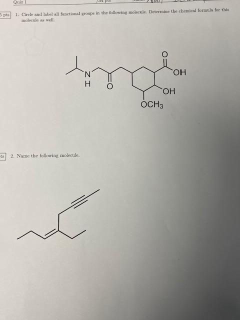 Solved 1. Circle and label all functional groups in the | Chegg.com