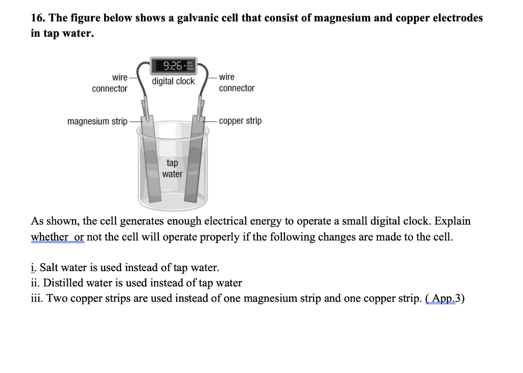 Solved 16. The figure below shows a galvanic cell that | Chegg.com