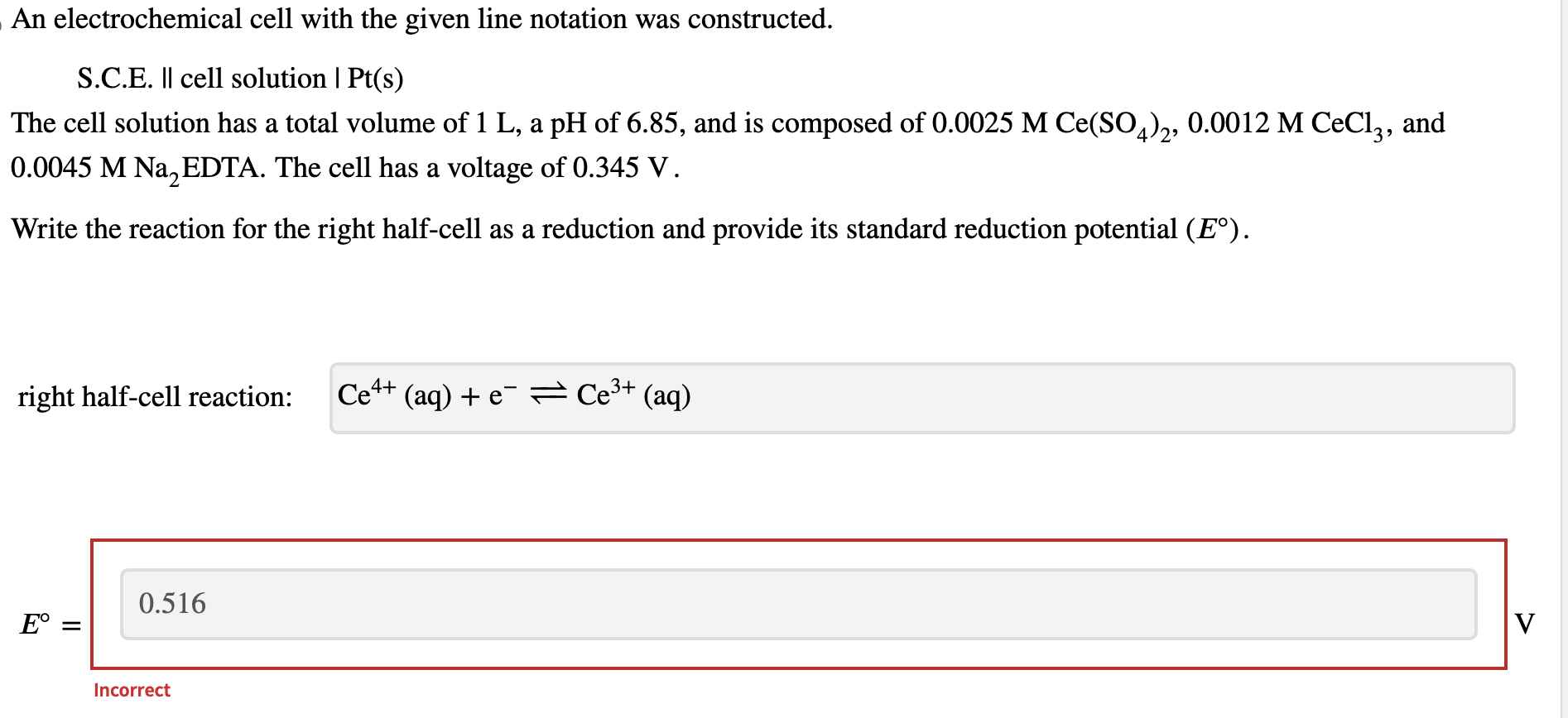 Solved An electrochemical cell with the given line notation | Chegg.com