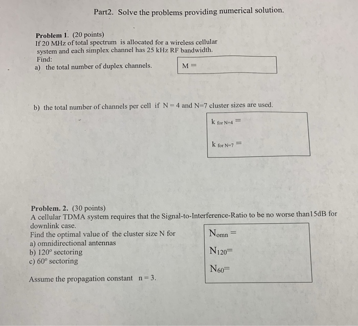 Solved Part2. Solve the problems providing numerical | Chegg.com