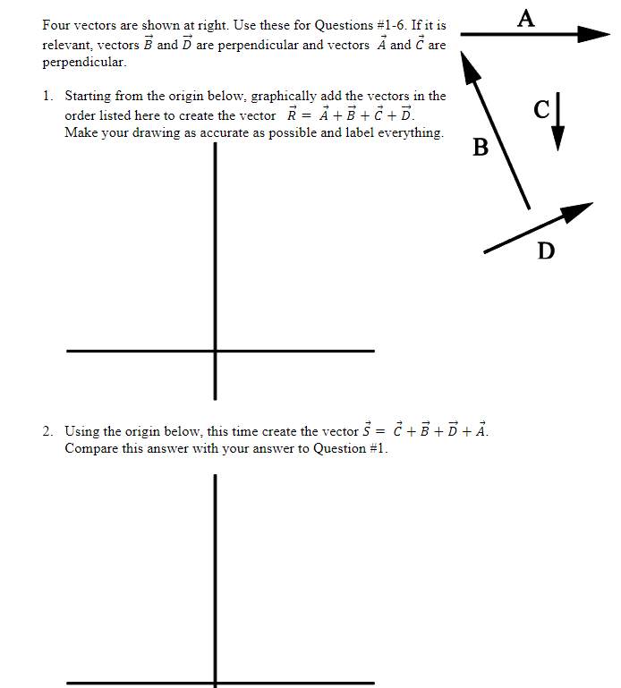 Solved Four vectors are shown at right. Use these for | Chegg.com