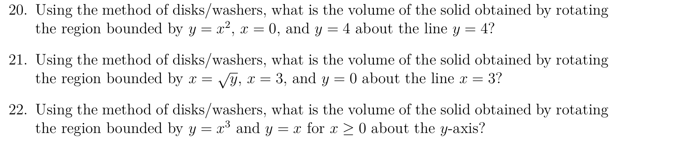 Solved 19. Using the method of disks/washers, what is the | Chegg.com