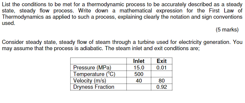 Solved List the conditions to be met for a thermodynamic | Chegg.com