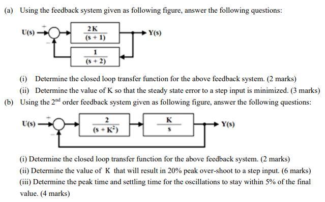 Solved (a) Using the feedback system given as following | Chegg.com