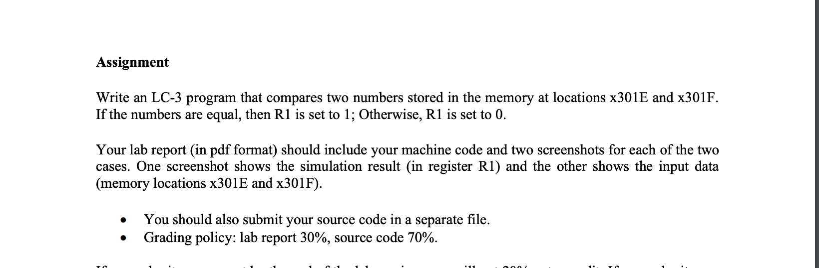Solved Assignment Write an LC-3 program that compares two | Chegg.com
