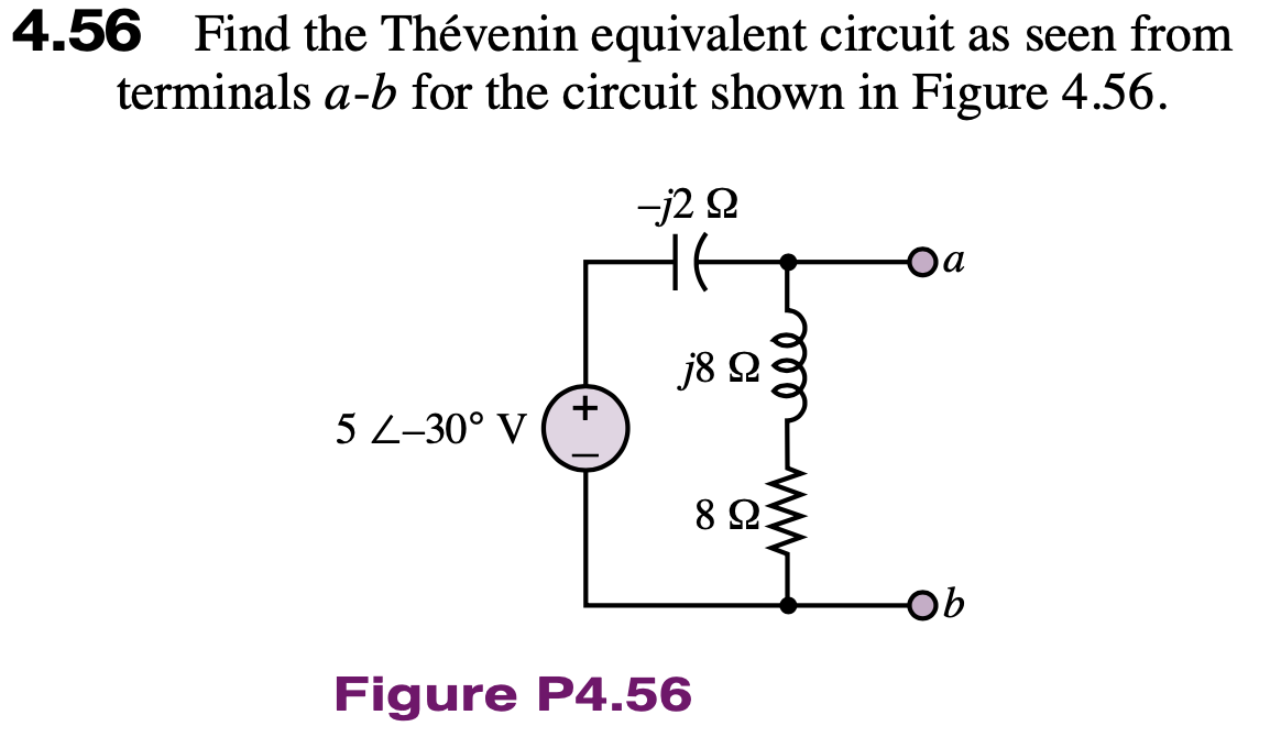 Solved 4.56 ﻿Find the Thévenin equivalent circuit as seen | Chegg.com