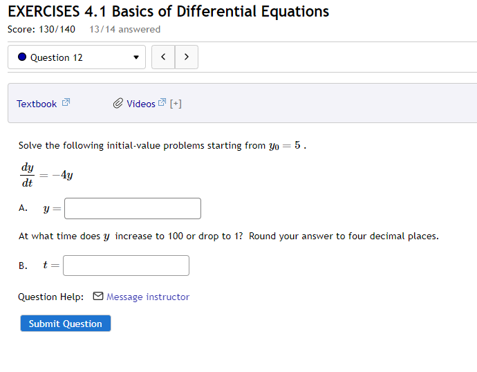 Solved EXERCISES 4.1 Basics of Differential Equations Score: | Chegg.com