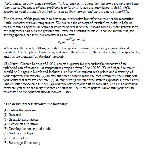 Solved [Note: this is an open-ended problem. Various answers | Chegg.com