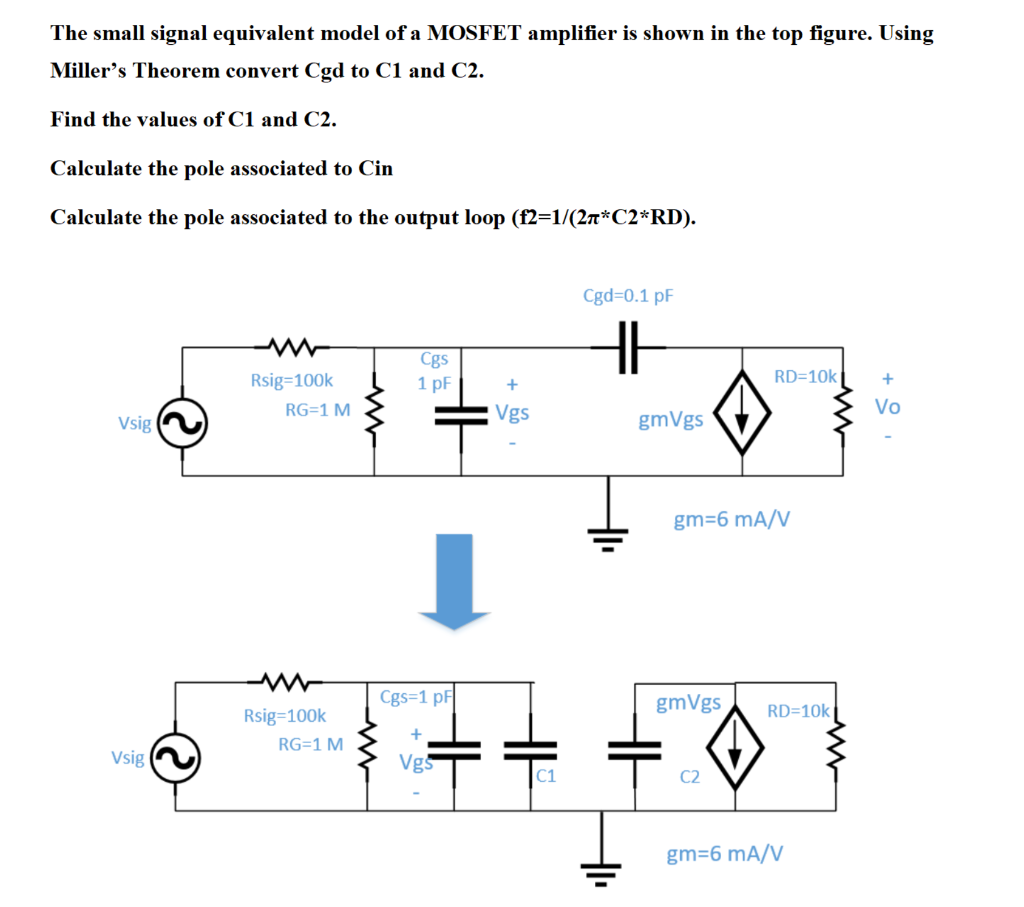 Solved The small signal equivalent model of a MOSFET | Chegg.com