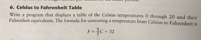 Solved 10 LIT LIL PULLOC 6. Celsius to Fahrenheit Table | Chegg.com