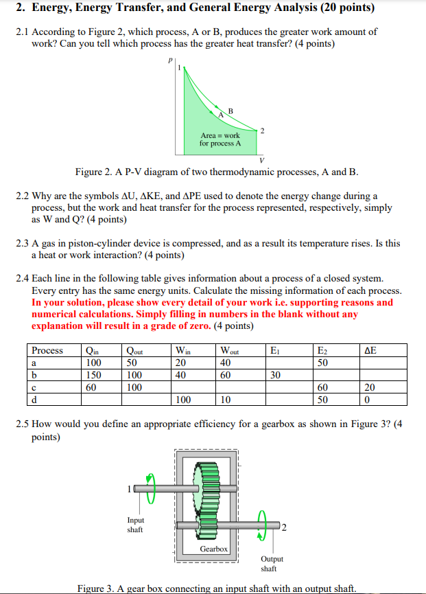 Solved 2. Energy, Energy Transfer, and General Energy | Chegg.com