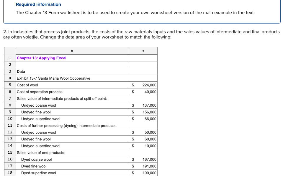 Solved Required information The Chapter 13 Form worksheet is | Chegg.com