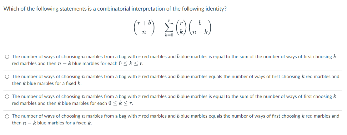 Solved Which of the following statements is a combinatorial | Chegg.com