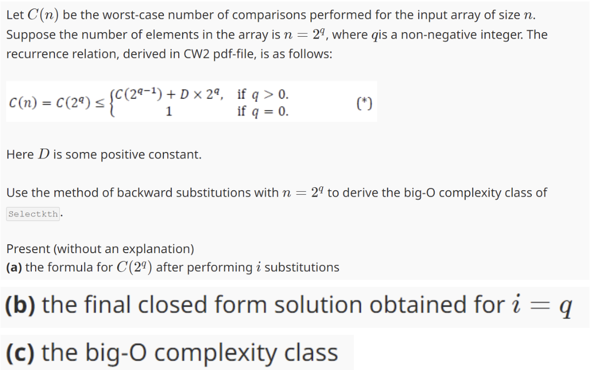 Solved Let C(n) be the worst-case number of comparisons | Chegg.com