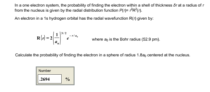 Solved In a one electron system, the probability of finding | Chegg.com