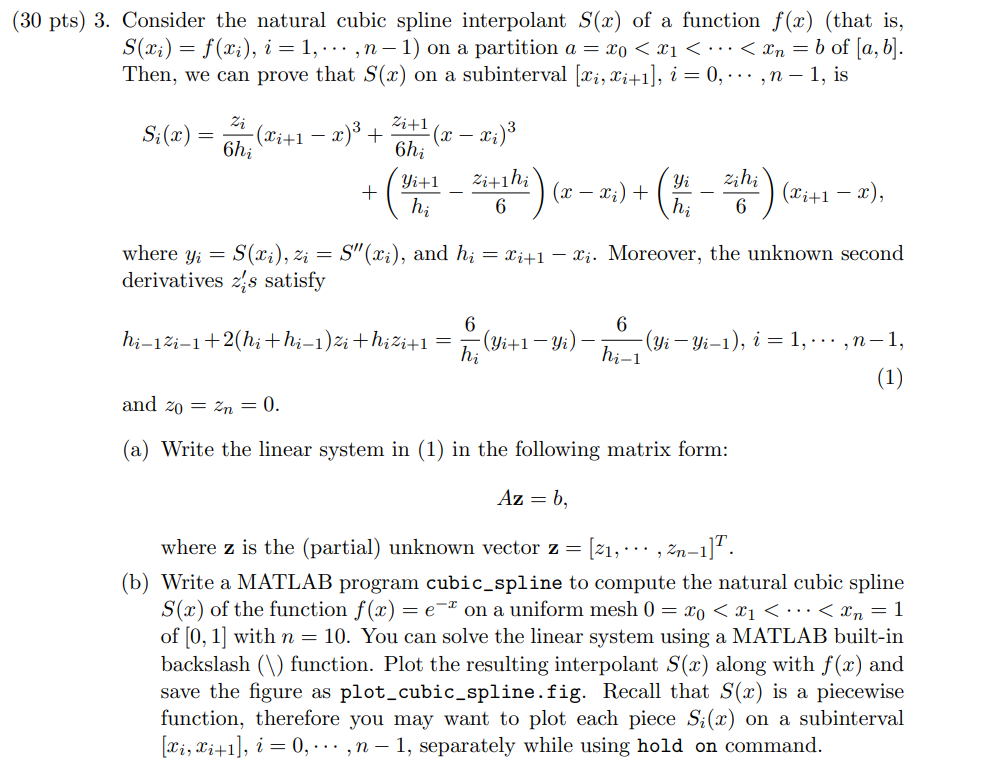 Solved 3. Consider the natural cubic spline interpolant S(x) | Chegg.com