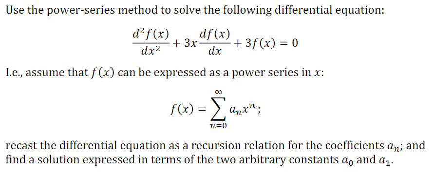 Solved recast the differential equation as a recursion | Chegg.com