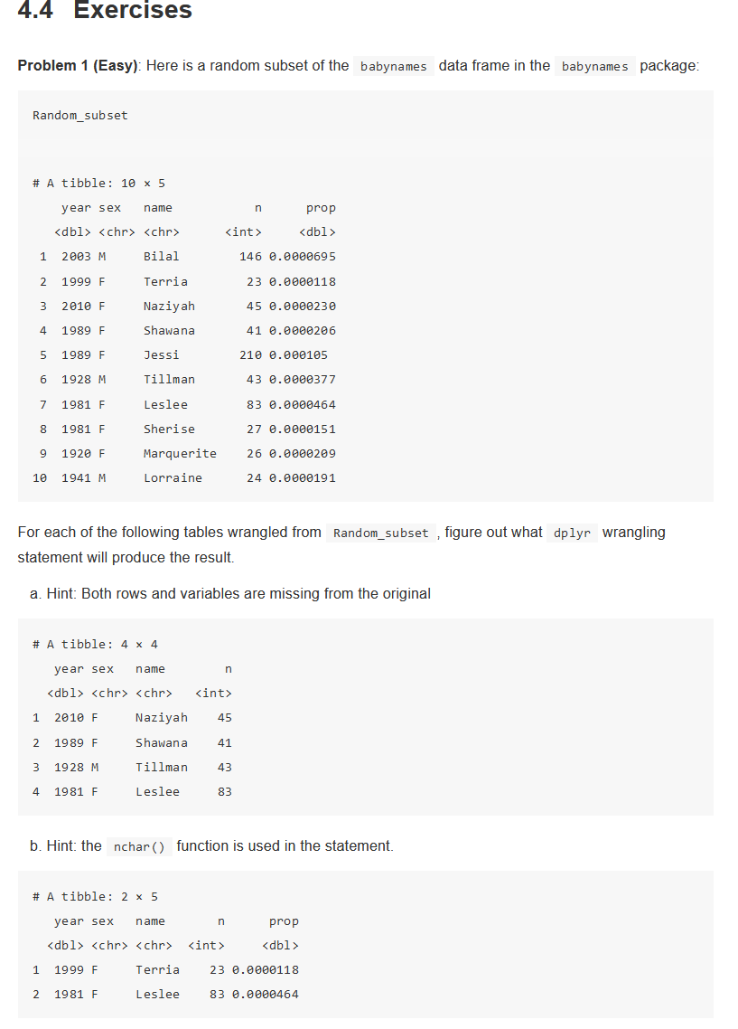 Solved Problem 1 (Easy): Here is a random subset of the data | Chegg.com