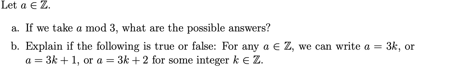 Solved a. If we take amod3, what are the possible answers? | Chegg.com