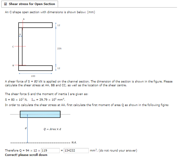 Solved Shear stress for Open Section An C-shape open section | Chegg.com