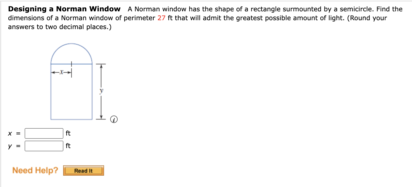 Solved Designing a Norman Window A Norman window has the | Chegg.com