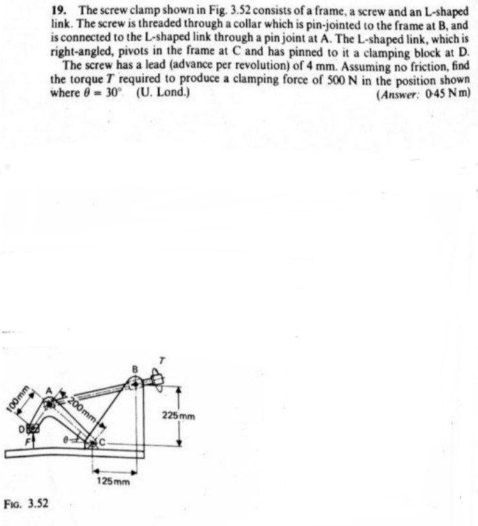 Solved 19. The screw clamp shown in Fig. 3.52 consists of a | Chegg.com