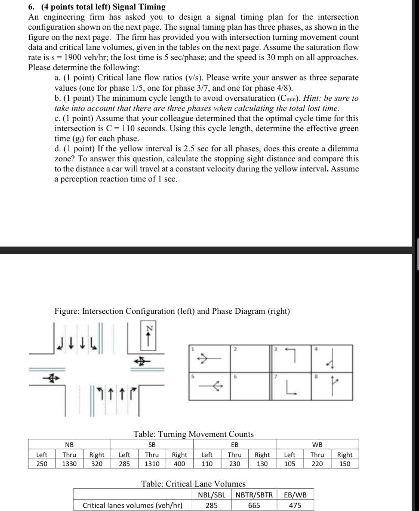 6. (4 points total left) Signal Timing An engineering | Chegg.com