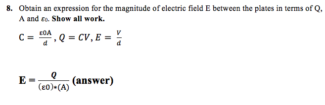 Solved 8. Obtain an expression for the magnitude of electric | Chegg.com
